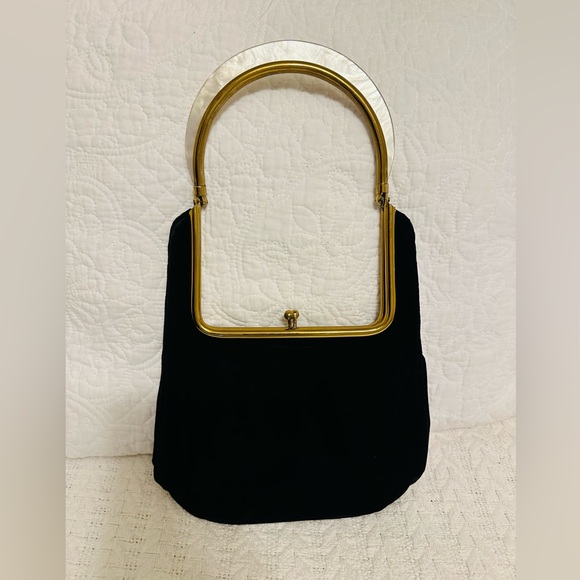Ingber | Bags | Vintage Ingber Black Velvet Pearl Handle Handbag Purse ...